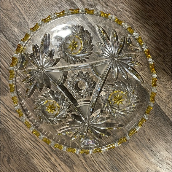 Vintage | Kitchen | Vintage Crystal Serving Hostess Tray Dish With ...